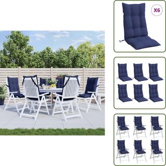 vidaXL Hochlehner-Auflagen 6 Stk. Marineblau Oxford-Gewebe - Hochlehner Auflagen - Gartenstuhlkissen - Oxford Stoff - Wasserabweisend - Blau