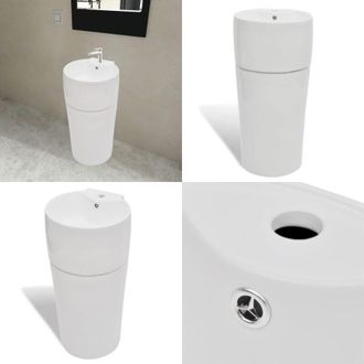 vidaXL Standwaschbecken mit Hahn/&Uuml;berlaufloch Keramik wei&szlig; rund - Waschbecken - Keramikwaschbecken - Wei&szlig;e Toilette - Badesi - Handwaschbecken - Home &
