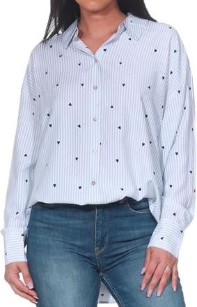 Vero Moda Vmnora Ls T-Shirt Oversize AOP WVN GA Noos, Blanc &eacute;clatant, S Femmes