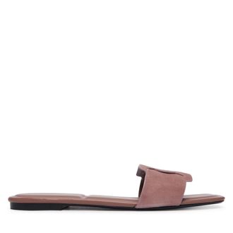 Calvin Klein Pantoletten Calvin Klein Square Flat Sndl Embl Suede HW0HW03055 Rosa