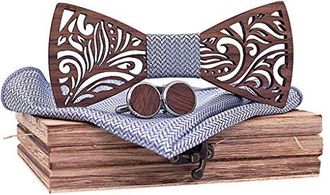 Generic Noeud papillon manuel en bois pour homme avec noeud papillon creux sculpt&eacute; et bo&icirc;te pour chiens de grande taille, gris, taille unique