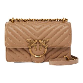 Pinko Mini Love Tasche Beige Chevron Leder - - Bags - Damen - Beige - ONE SIZE