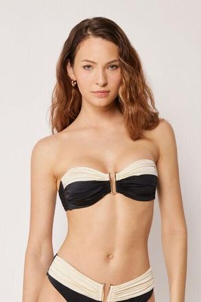 Calzedonia Bandeau-bikinioberteil Elegant Bicolor Schwarz