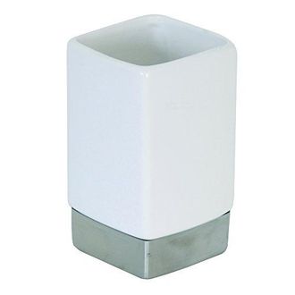 MSV 140743 Becher Mahe aus Keramik/Edelstahl in weiß