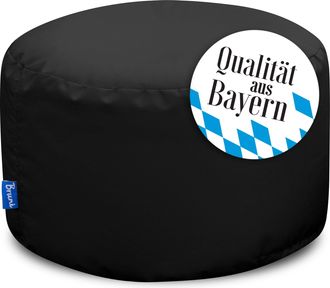 Bruni Pouf Sitzhocker L in Schwarz - runder Sitzpouf, Indoor und Outdoor als Fu&szlig;hocker, Yoga-Sitzkissen, Meditationskissen geeignet, in Deutschland gefertig