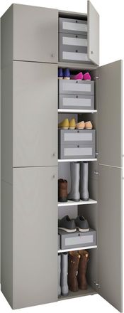 MID.YOU Mid.you Kleiderschrank VCM Lona XXL, Grau, Kunststoff, 3 F&auml;cher, 70x223x39 cm, Schlafzimmer, Kleiderschr&auml;nke, Dreht&uuml;renschr&auml;nke