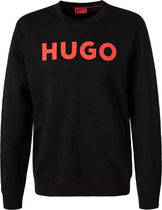 HUGO BOSS Herren Sweatshirt schwarz Baumwolle Logo und Motiv