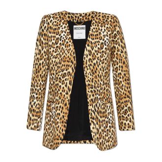 Moschino Femme, Vestes, Brun, Taille: 36 FR Blazer avec motif animal