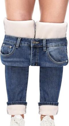 Fengbay Jean Polaire Femme Hiver Pantalon Chaud Stretch Thermique Skinny Confortable Pantalon Denim &Eacute;pais Mode
