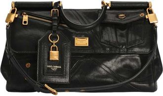 Dolce & Gabbana Sac &agrave; main My Sicily Medium en cuir de veau Dolce & Gabbana Biker Patch
