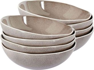 Beliani Beliani - Set aus 8 tiefen Tellern Grau Steingut Kaolin Handgefertigt Reaktive Glasur Finish Pastaschalen K&uuml;che Esszimmer