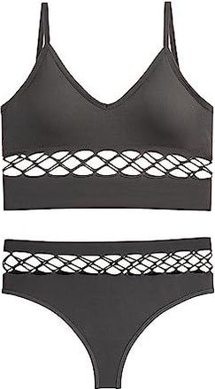 Generic Femmes Lingerie Sexy Ouvert Entrejambe Sport Ensemble sans anneau en acier Grande taille Sous-v&ecirc;tements de charme pour, gris, XL