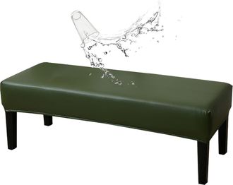 Generic Wasserdichter Esszimmerbankbezug Aus PU-Leder, Stretch-Schonbezug F&uuml;r Holzbank, Abnehmbar Und Waschbar, Universal-Gr&ouml;&szlig;e(Dark Green,120cm(47.2in))