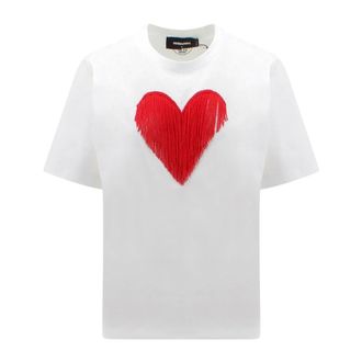 Dsquared2 Micro-Bead Detail Baumwoll-T-Shirt - - Tops - Damen - Wei&szlig; - XS