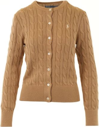Polo Ralph Lauren Femme, Pulls, Brun, Taille: 44 FR Cotton Cable-Knit Cardigan