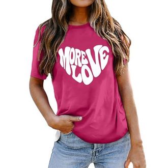 Generic T-shirts graphiques &agrave; manches courtes pour la Saint-Valentin 2026 pour femmes - Cadeau mignon pour la Saint-Valentin, rose vif, XXL