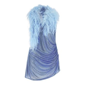 Giuseppe Di Morabito Kleid mit abnehmbaren Kristallen und Federn - - Dresses - Damen - Blau - M