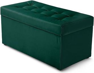 MG Design Pouf Coffre 45 × 90 cm Vert foncé - Rangement 100 L, Charge 300 kg, Surface Douce, Entretien Facile - pour Salon, Chambre, entrée