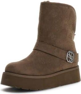 Guess Bottines pour femme avec plateforme, vert, boucle décorative, design en relief, doublure intérieure, vert, 37 EU