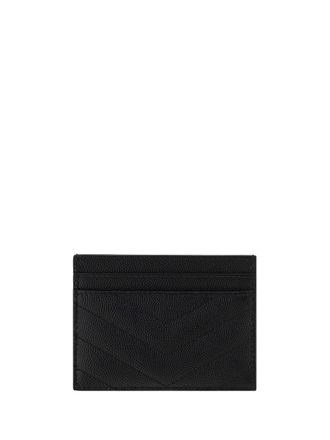 Saint Laurent Womens Matelass&eacute; Leather Cardholder Nero Calf Bos Taurus Wallet