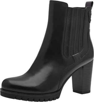 Marco Tozzi Damen Chelsea Boots mit Lederanteil mit Absatz, Schwarz (Black Comb), 41 EU