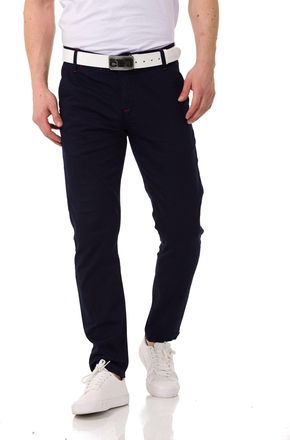 Cipo & Baxx Herren Chinohose Stretch Basic Baumwolle Slim Fit CD842 Dunkelblau W30 L34