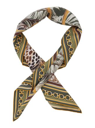 Ferragamo Animal-Print Silk Scarf - Green