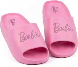 BARBIE Slider Damen | Frauen Pink Iconic Doll Logo Sandalen | Beachwear Bademode Sommer Schuhe