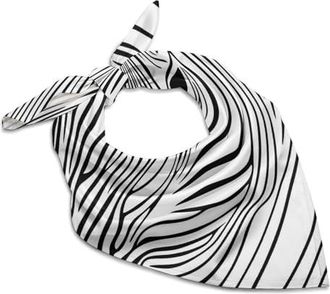 Generic Écharpe carrée en soie imprimée zèbre abstraite, écharpe légère en forme danimal pour cheveux, foulard respirant, cadeau pour femme et homme, multicol