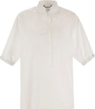 Max Mara Femme, Blouses et Chemises, Blanc, Taille: 42 FR Chemise en popeline avec poignets &eacute;lastiqu&eacute;s