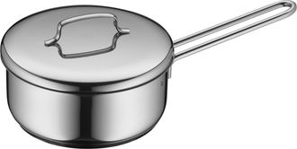 WMF Mini Stielkasserolle 16cm, klein, Metalldeckel, kleiner Topf Induktion 1,2l, Cromargan Edelstahl, stapelbar, für kleine Portionen, Singlehaushalt