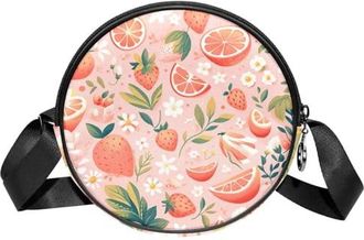 Generic Sac &agrave; bandouli&egrave;re Circle pour femme, petit sac &agrave; bandouli&egrave;re color&eacute; avec fermeture &eacute;clair, bretelles r&eacute;glables, sac &agrave; main rond d&eacute;contract&eacute; pour femme