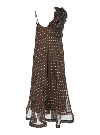 P.A.R.O.S.H. Womens Long Dress Brown Polyester