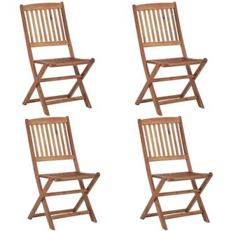 vidaXL Vidaxl - Lot de 4 chaises pliables dext&eacute;rieur en bois dacacia massif - R&eacute;sistantes aux intemp&eacute;ries - Hauteur dassise 45 cm - Dimensions 48,5 x 57