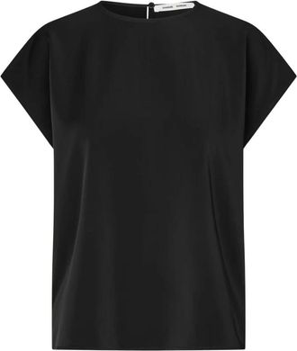 Sams&oslash;e & Sams&oslash;e Femme, Tops, Noir, Taille: 38 FR Haut Tiss&eacute; &agrave; Manches Courtes