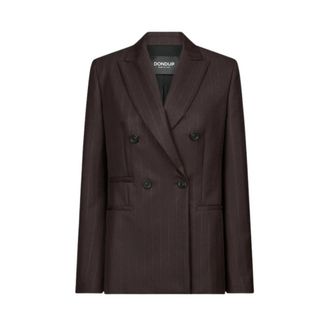 Dondup Blazer doppiopetto slim a quattro bottoni- con rever a lancia e tasche a filetto Gessato lurex - - Jackets - Damen - Braun - S