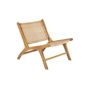 Miliboo Fauteuil ethnique en bois teck massif et cannage en rotin naturel hamma