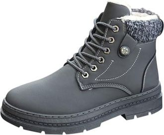 Generic Homme Bottines de Randonn&eacute;e dHiver Lacets Doublure Peluche Chaude Bottes Courtes De Neige Plates Semelle Antid&eacute;rapante Pour Trekking et Activit&eacute;s Ext&eacute;