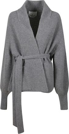 SA SU PHI Wickelcardigan mit Gürtel - Grau