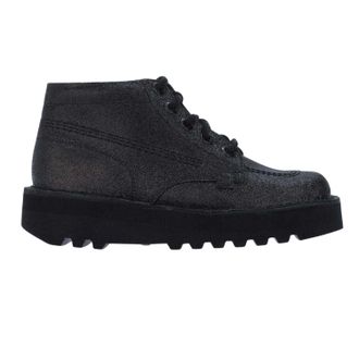Kickers Hi Stack Glitzer Stiefel f&uuml;r Damen, Leder (Schwarz)