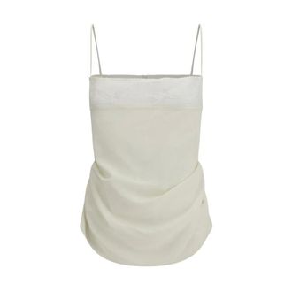 Magda Butrym Femme, Tops, Beige, Taille: 38 FR Top en soie avec design &eacute;l&eacute;gant