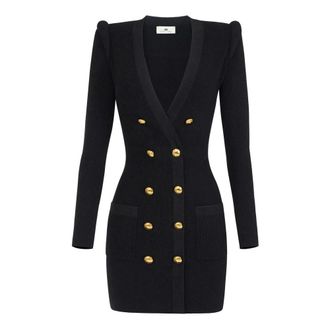 Elisabetta Franchi Minikleid aus Strick mit 3D-Details - - Dresses - Damen - Schwarzk - L
