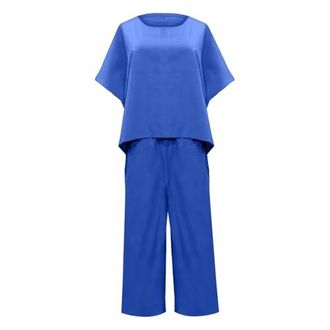 Generic Ensemble de v&ecirc;tements de d&eacute;tente pour femme en mousseline color&eacute;e d&eacute;t&eacute; d&eacute;contract&eacute; col rond imprim&eacute; deux costumes pour femmes 2 tenues d&eacute;t&eacute; tenue de v