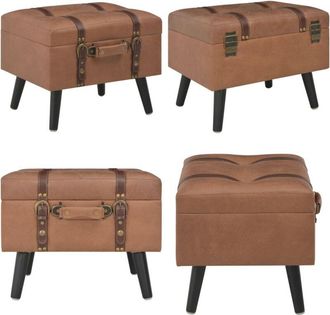 vidaXL Vidaxl - Hocker mit Stauraum 40 cm Braun Kunstleder - Sitzhocker - Wohnzimmer Dekoration - Beistelltisch - Hockersitz - Brauner Hocker - Home & Living