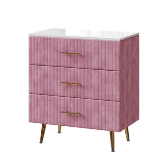 Vicco Kommode Velia, Kommodenschrank, Rosa, 70 x 78.5 cm mit 3 Schubladen