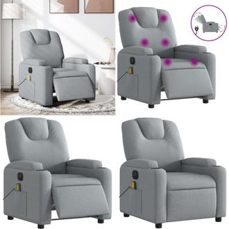 vidaXL Massagesessel Elektrisch Hellgrau Stoff - Relaxsessel - Elektrisches Sofa - Massagesessel - Fernsehsessel - Bequeme Lounge - Home & Living