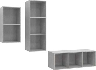 vidaXL Set Mobili Tv 3 Pz Grigio Cemento In Legno Multistrato - Vidaxl
