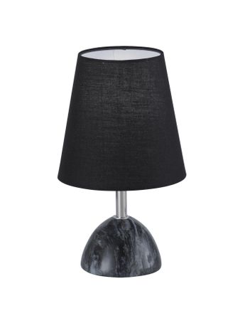 Trio Leuchten 503600102 Cherry A++ to E, Tischleuchte, E14, Stoffschirm Schwarz/Marmor Schwarz, 15 x 15 x 26 cm