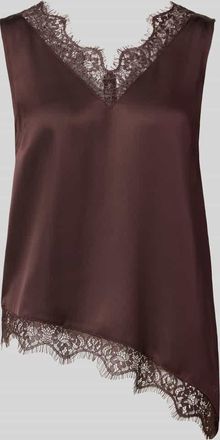 Zero Regular Fit Top aus Satin mit Spitzenbesatz
