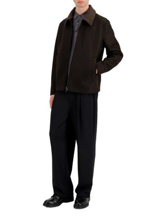 Harris Wharf London Mens Veste Golf Harris Wharf London En Laine Press&eacute;e Et Bouclette Brun Fonc&eacute; Brown Jacket